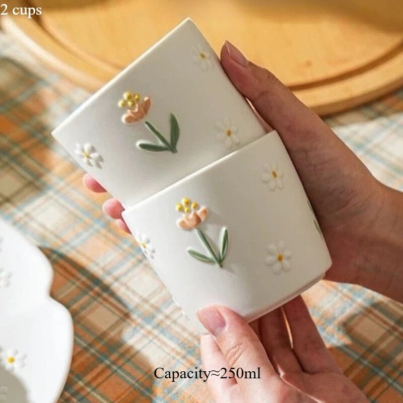 Фарфоровые чашки с ромашками, 2 шт, 250мл