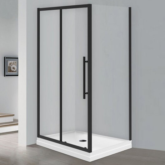 Душевой уголок Esbano Flex ESF-108PS-B 100х80 см, профиль черный, стекло прозрачное