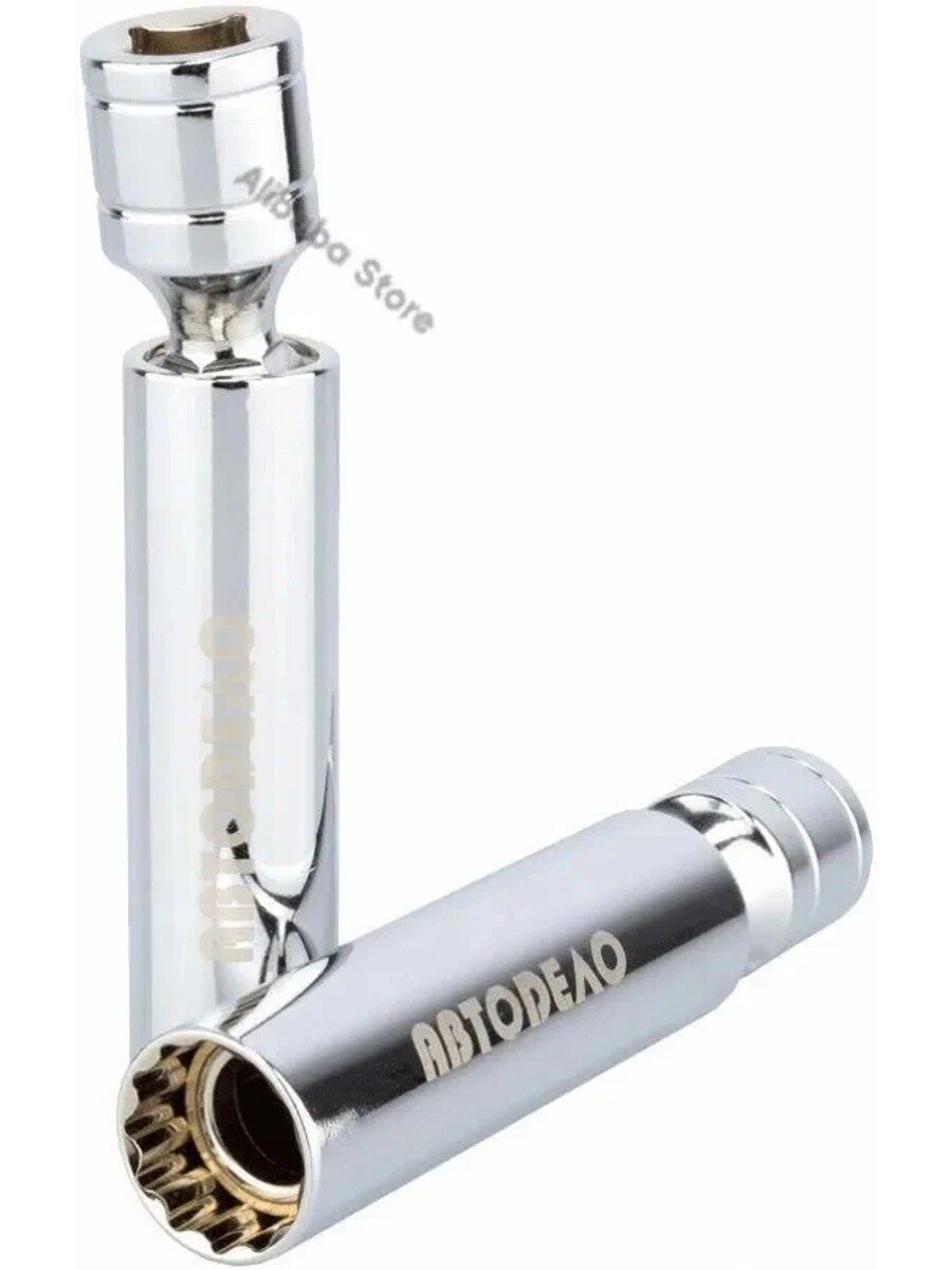 Свечной ключ АвтоDело PRO 16 мм шарнирный с магнитом 12PT, DR3/8" L100мм, артикул 34236