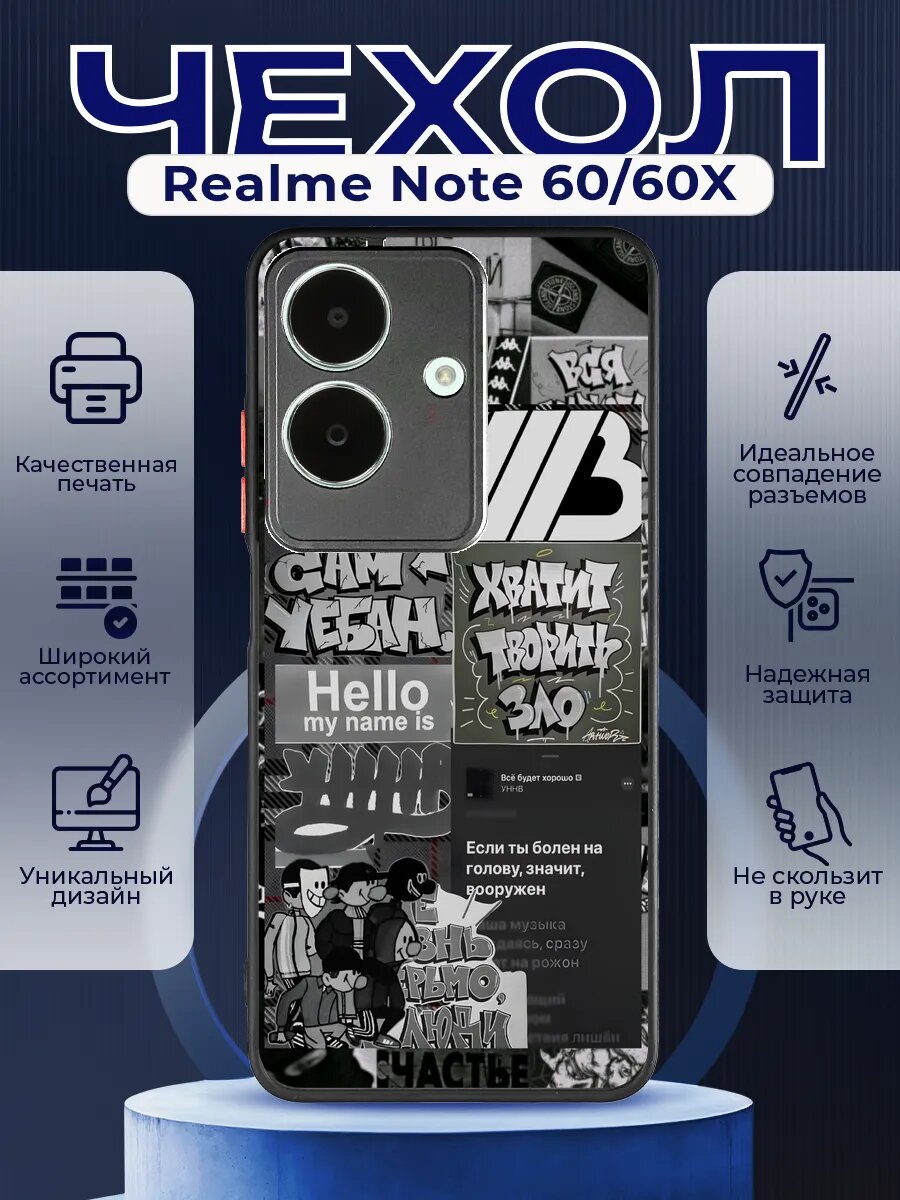 Матовый чехол на REALME NOTE 60/60X уннв калаж