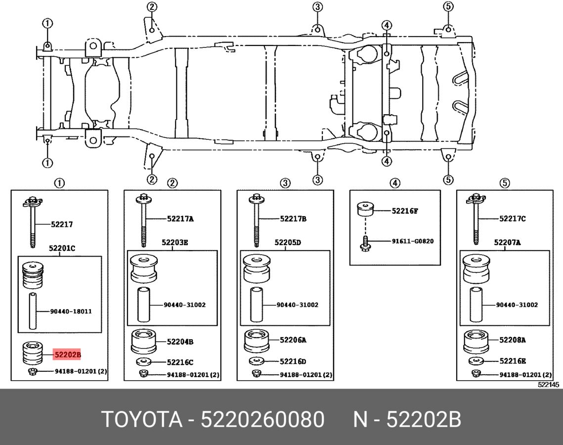 Крепеж (TOYOTA 5220260080)