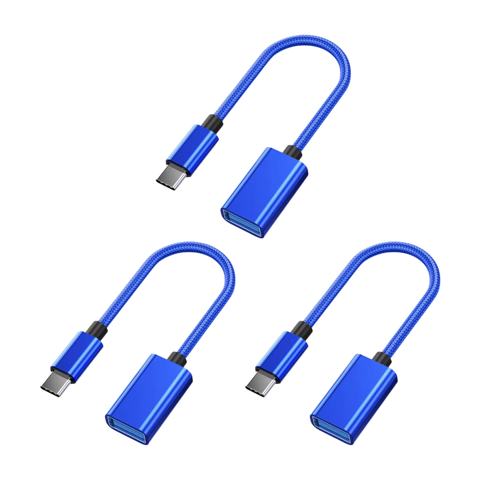 Набор 3 шт. OTG-кабелей Type C — USB 2.0 с оплеткой для