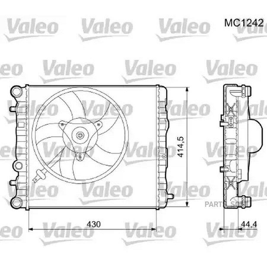 Радиатор VW Polo (01-09) охлаждения двигателя VALEO от официального дистрибьютора, VALEO, артикул 733062