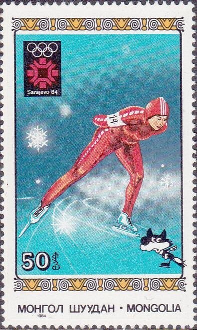 (1984-004) Марка Монголия "Конькобежный спорт" Зимние ОИ 1984, Сараево III