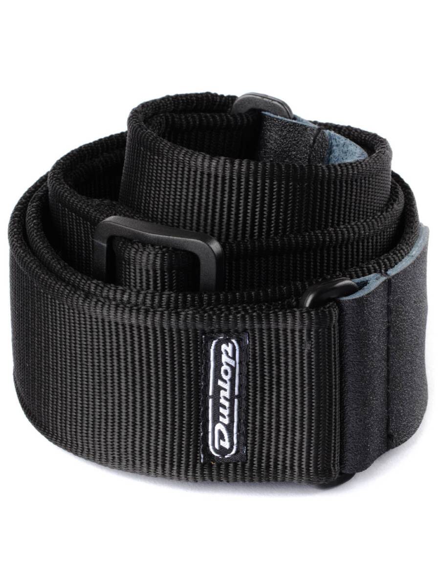 Ремень для гитары DUNLOP D3809BK SOLID BLACK, черный, кожаные наконечники