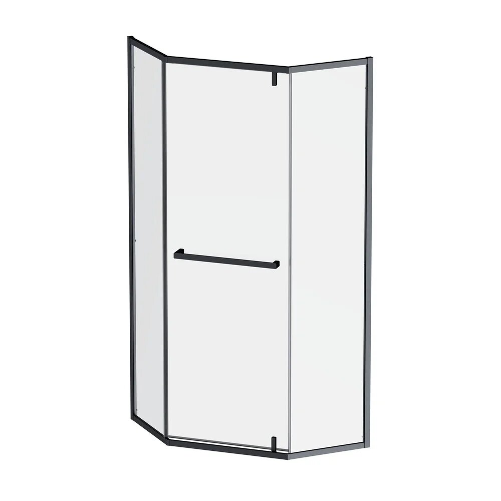 Душевой уголок AM.PM Gem W90G-405-9090-BT без поддона, стеклянный, черный, 90x90, с распашными дверями, пятиугольный