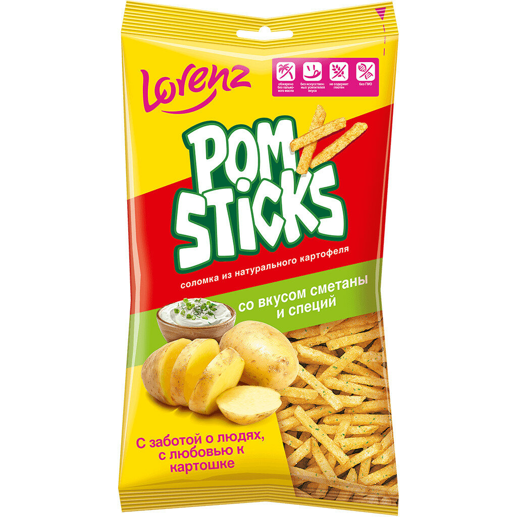 Чипсы Lorenz Pomsticks соломкой Сметана и специи, 100г, (1 шт)