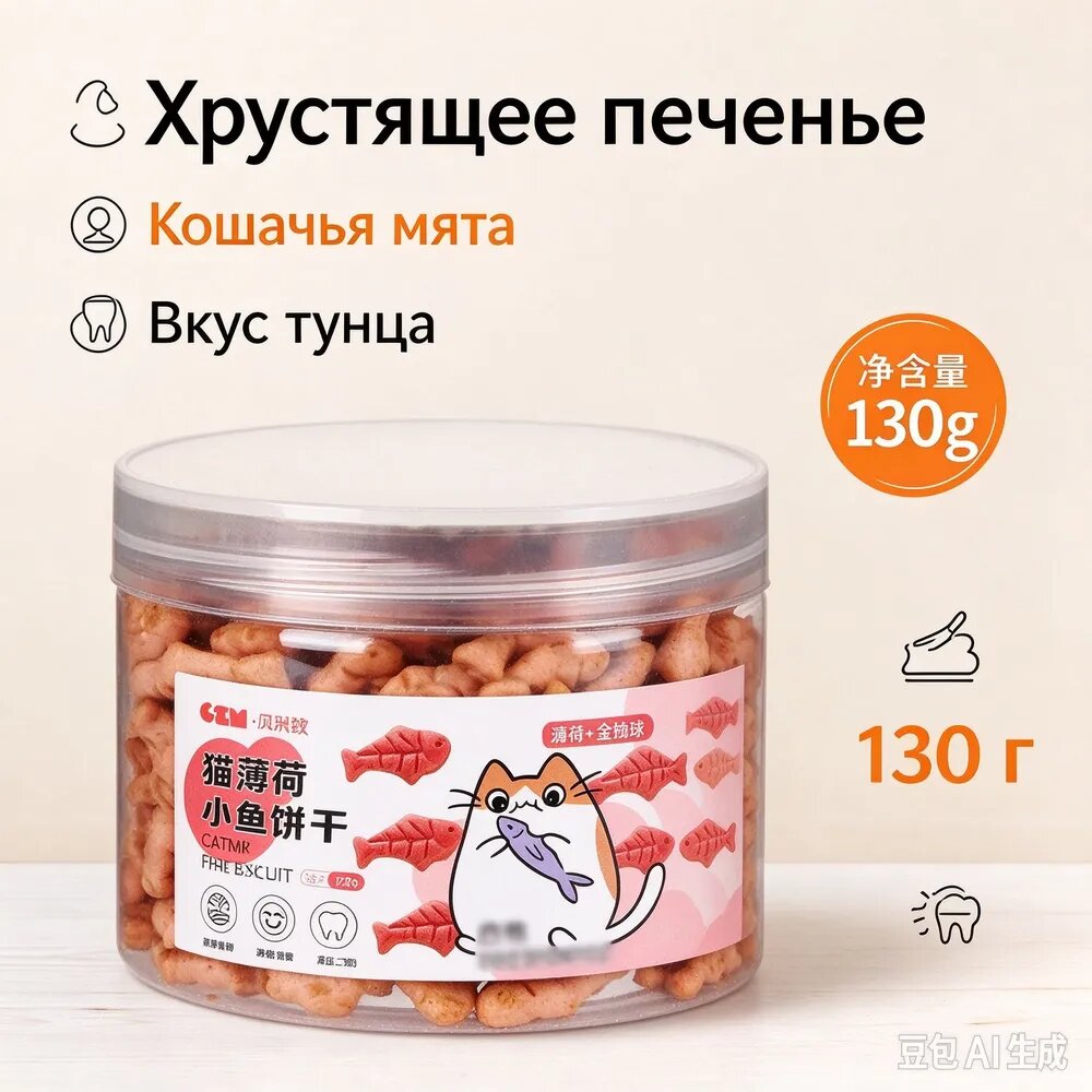 Лакомство для кошек печенье с кошачьей мятой 130г