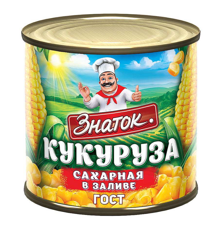 Упаковка из 12 банок Кукуруза Знаток сахарная в заливке 400г