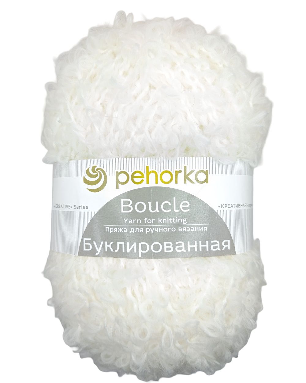 Пряжа для вязания Пехорка Буклированная 001 белый 200 гр/220 м 30% мохер, 20% шерсть, 50% акрил