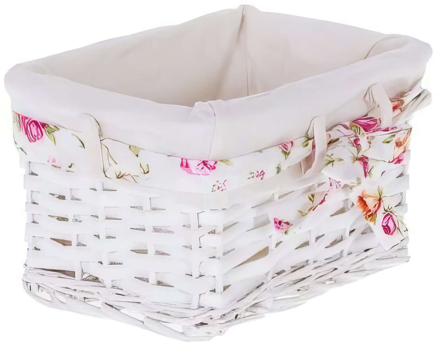 Корзинка декоративная Storidea 25x17x14см ива/ткань, белый