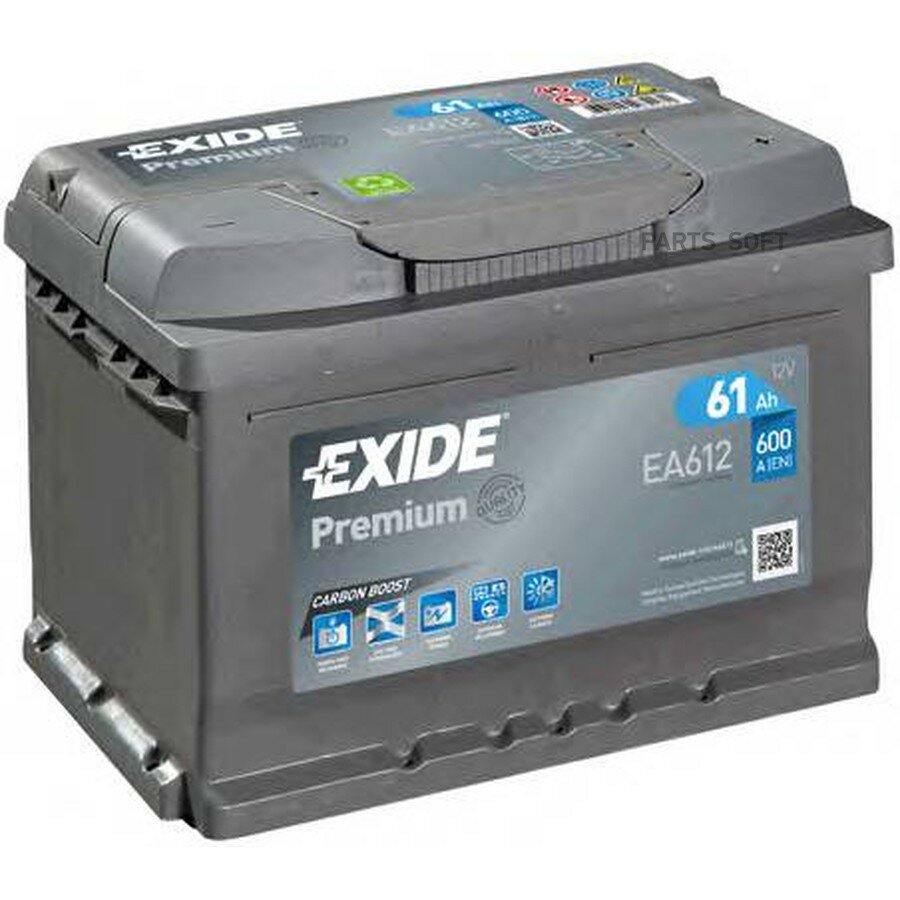 Аккумуляторная батарея от официального дистрибьютора, EXIDE, артикул EA612
