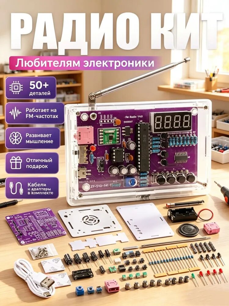 DIY конструктор для сборки FM радио в прозрачном корпусе для новичков и экспертов