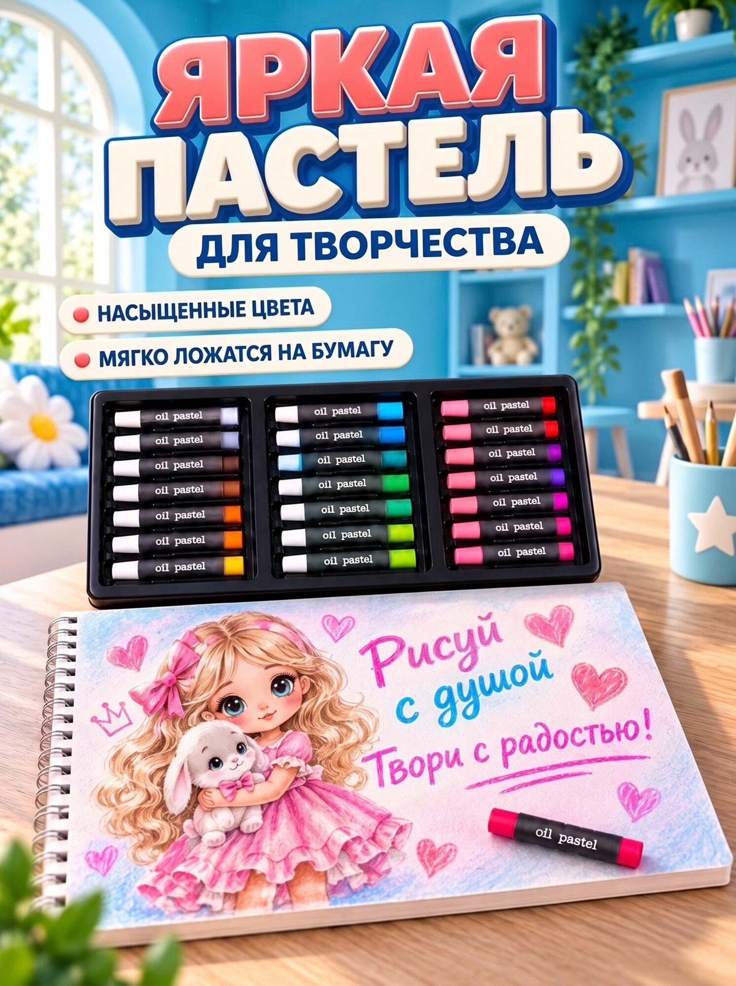 Набор для рисования в чемоданчике для девочек — фото 1