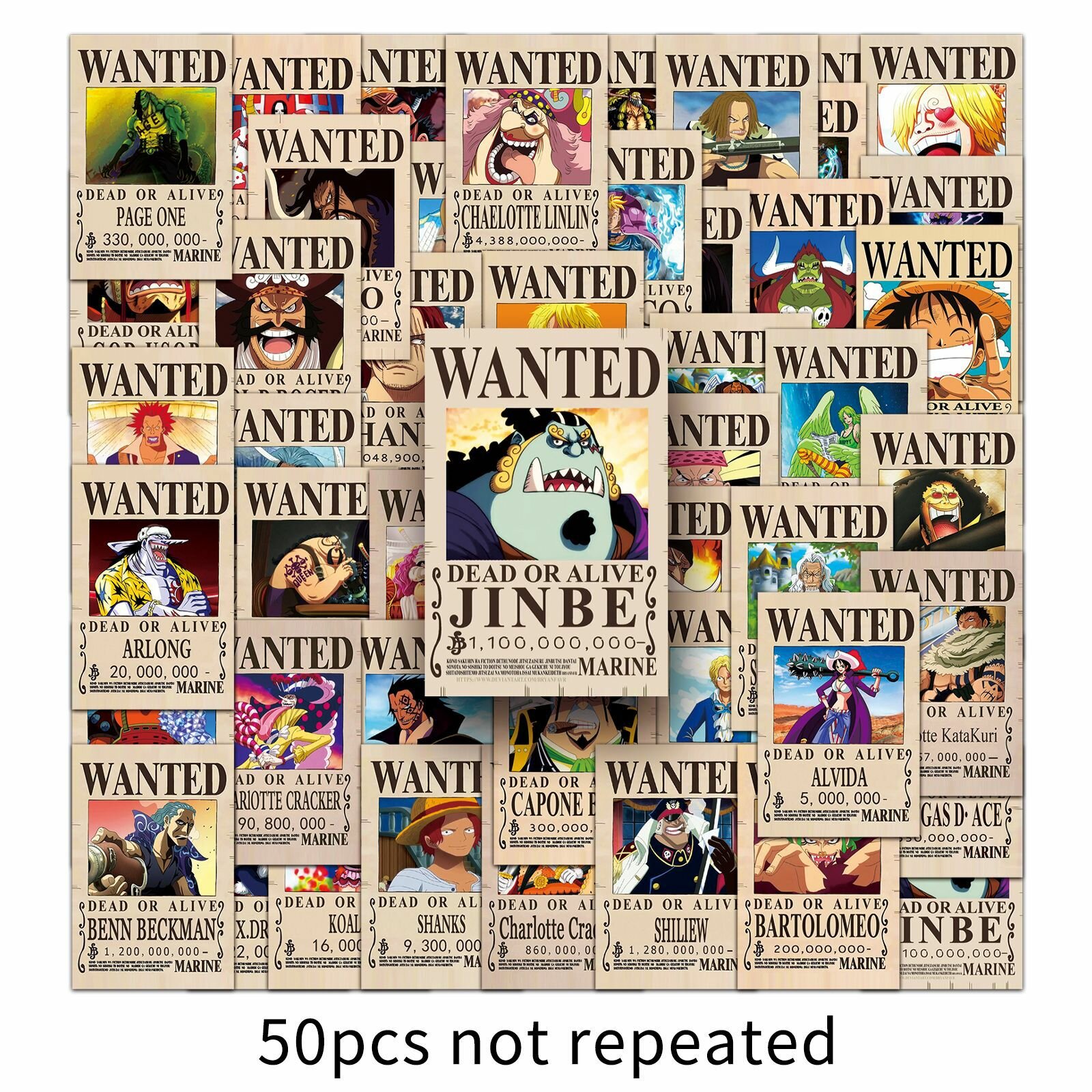 50-шт. наклейки-плакаты «Один Пират» (One Piece) водостойкие для декора кружек, дизайн B-1467