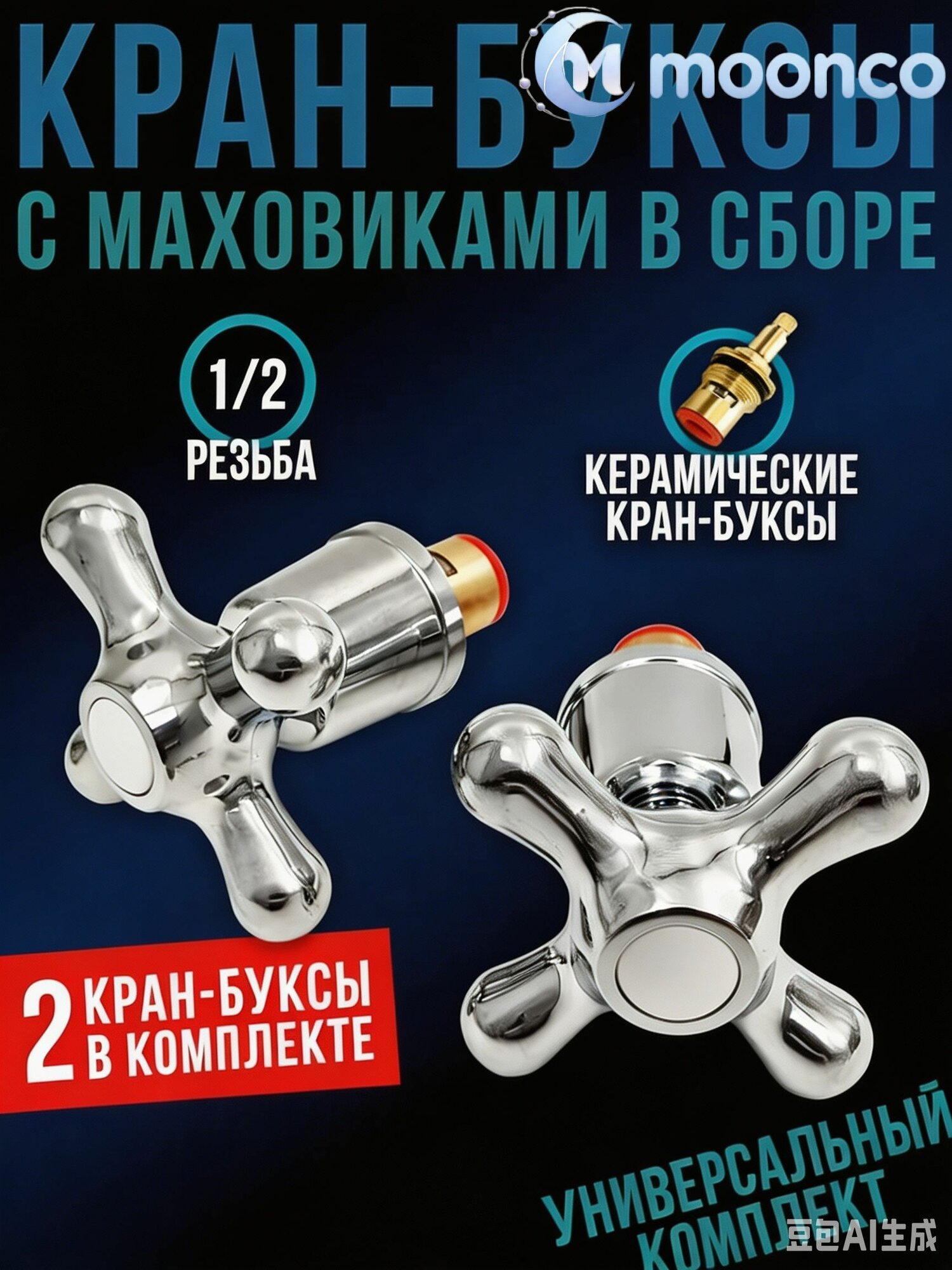 Кран-буксы с маховиками в сборе комплект из 2шт