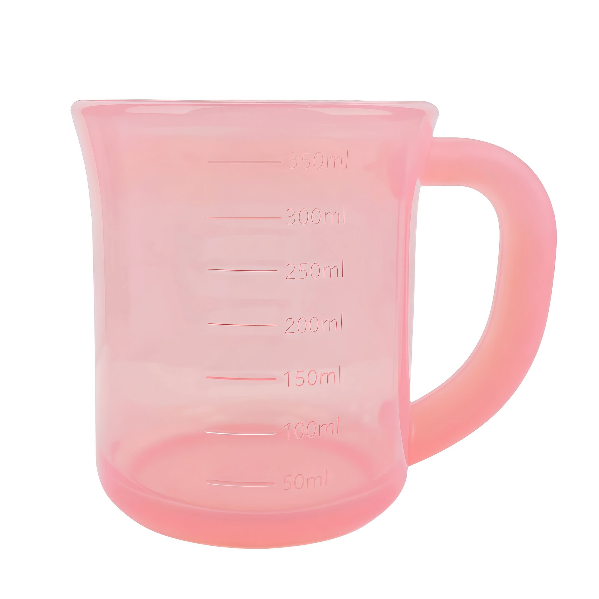 Силиконовая мерная чашка для воды с двойной шкалой, розовая, 11.83 oz, 1 шт.