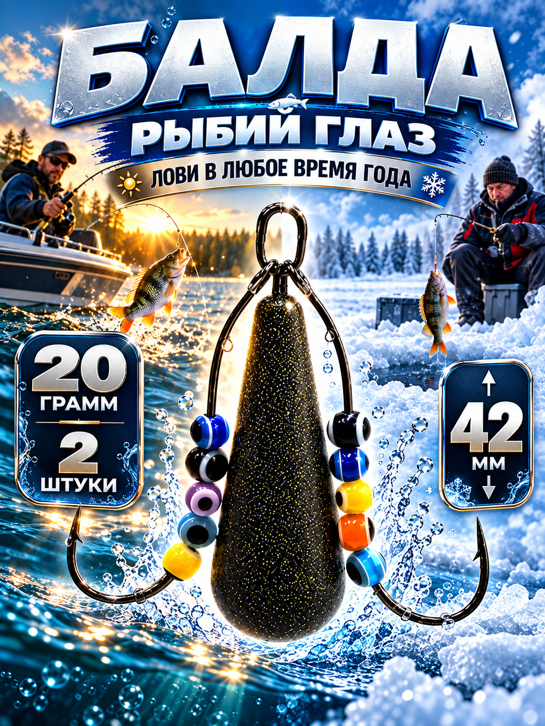 Рыболовная снасть Балда рыбий глаз 20 гр красные бусины
