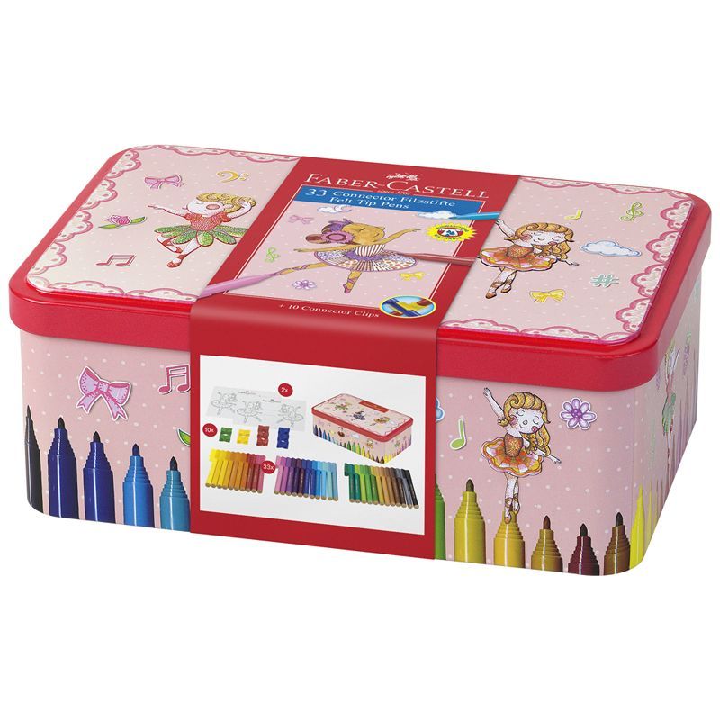 Набор для рисования Faber-Castell "Connector Ballerina" 33 фломастера+10 клипс+2 карты для раскрашивания (155534)