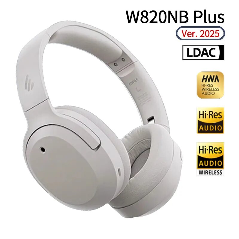 Наушники с микрофоном Edifier W820NB Plus 2025, Bluetooth, USB Type-C, желтый, слоновая кость