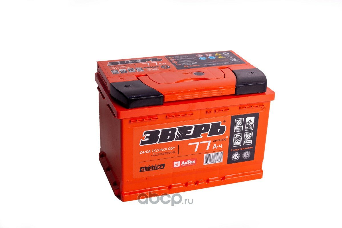 Аккумулятор зверь 77 А/ч обратная R+ 278x175x190 EN750 А Зверь ZVK773R