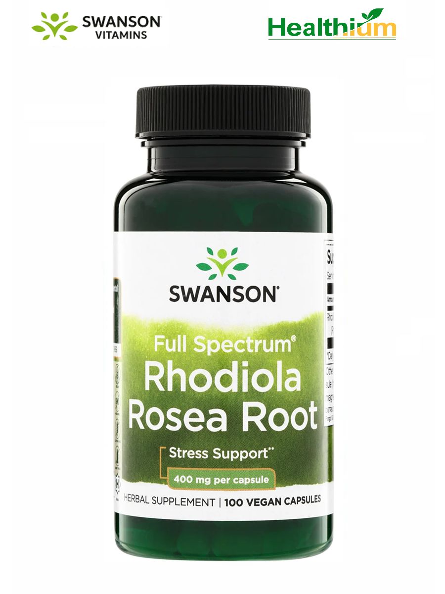 Swanson Full Spectrum Rhodiola Rosea Root 400мг 100 капсул, Родиола розовая корень, витамины от стресса для мужчин и женщин