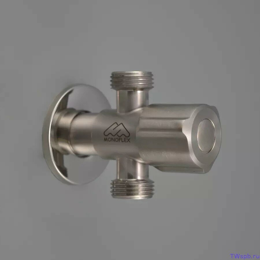 Кран трехпроходной 1/2" НР Monoflex Н02451 нерж. сталь