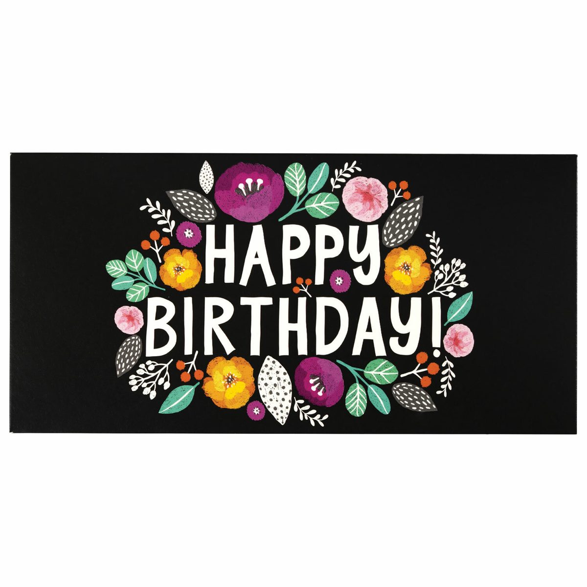 Конверт для денег Золотая Сказка "Happy Birthday!", Цветы, 166х82мм, выборочный лак (113748), 10шт.