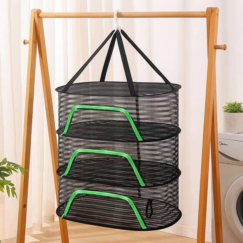 Сетка для сушки 40x60 см, 3 слоя, корзина для сушки рыбы и перца, защита от насекомых, черный