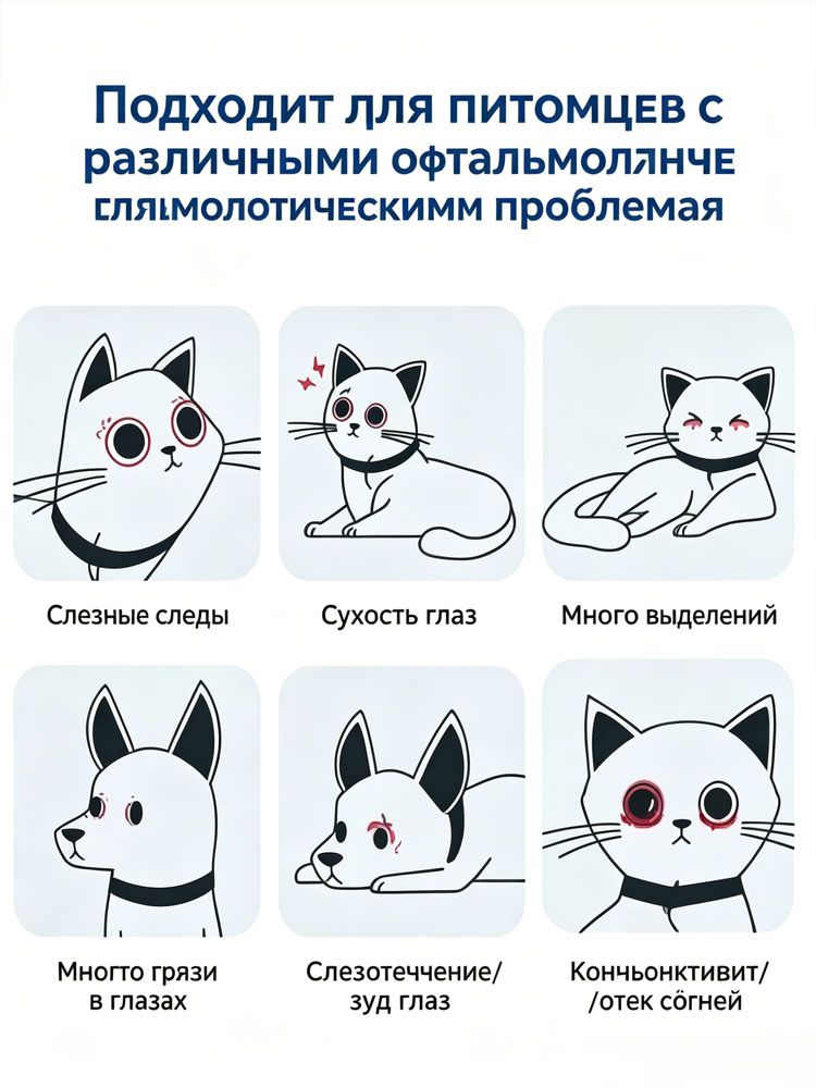 Глазные капли для кошек и собак, 60 мл, от слез у кошек и собак