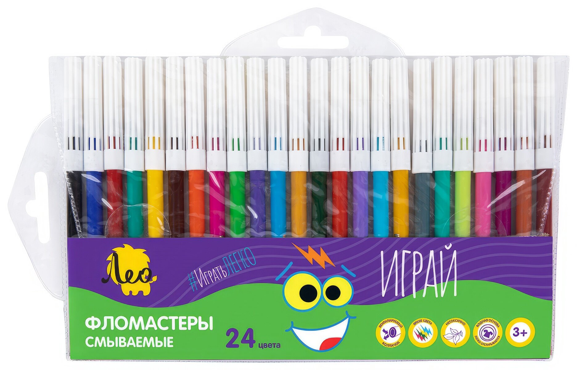 Лео Играй Фломастеры смываемые LPFPW-24 24 цв