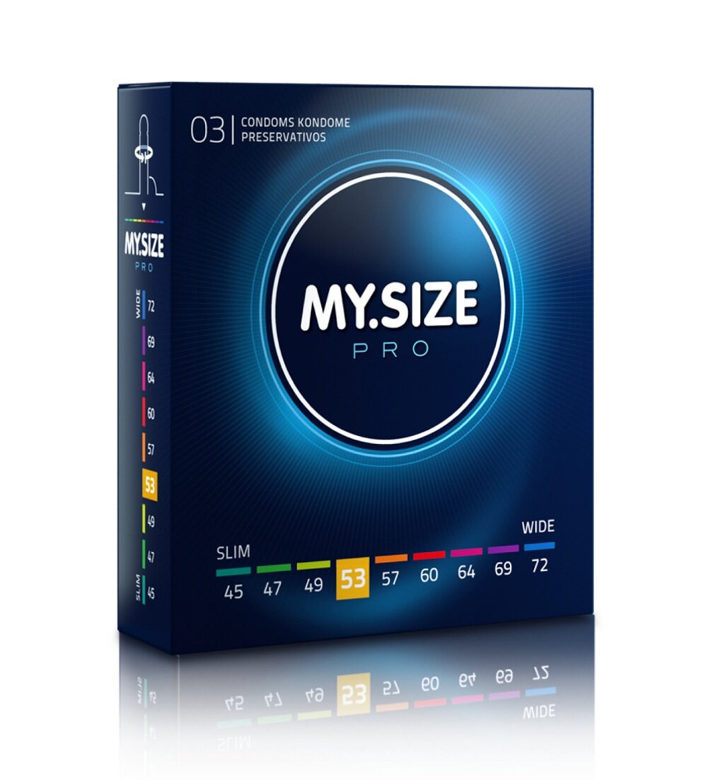 Презервативы My Size Pro размер 53, 3 штуки, натуральный латекс, прозрачные, сделано в Германии