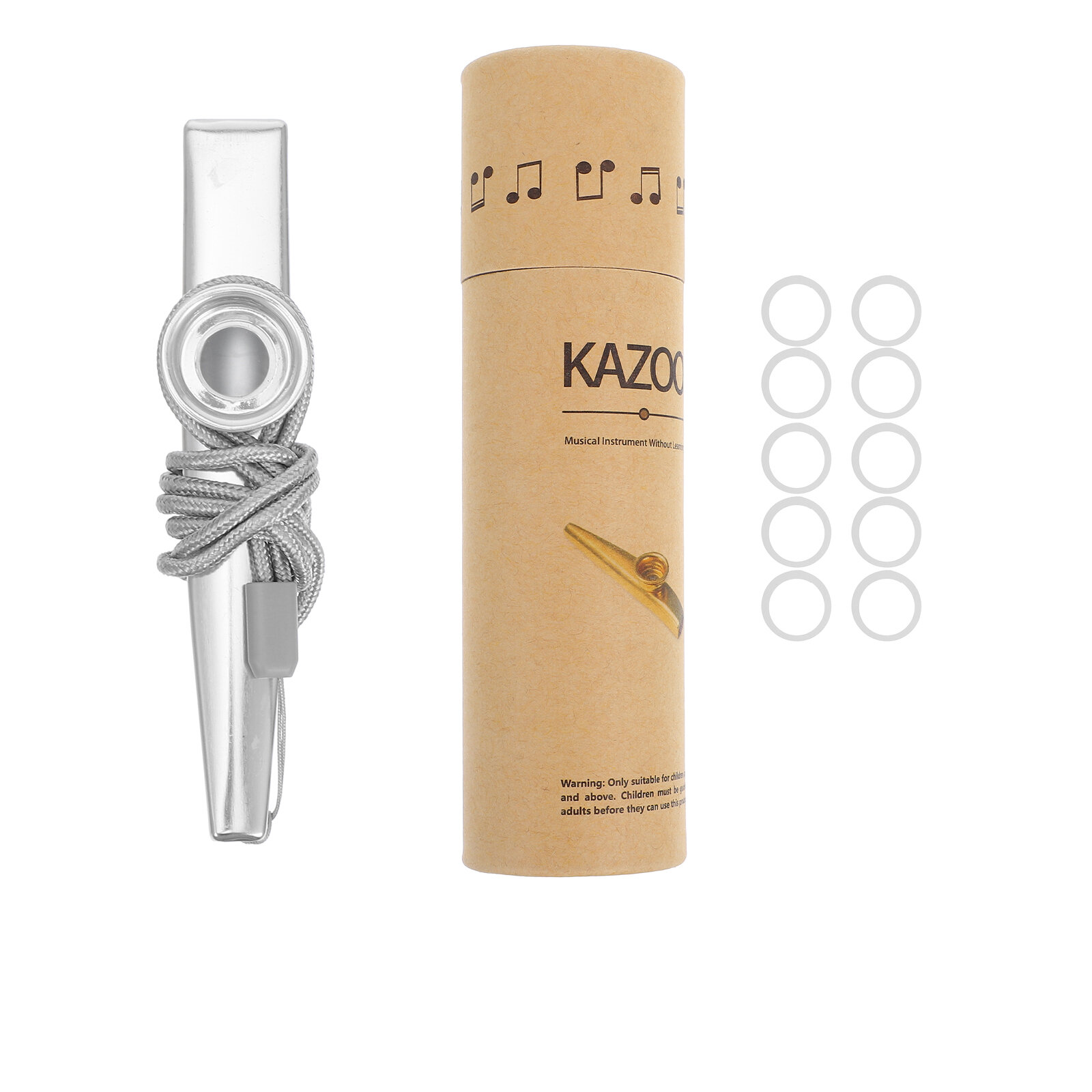 1 Set Казу Для Взрослых Серебристый Цвет Хорошее Качество Звука Компактный И Легкий 12 20X2 00X1 70Cm