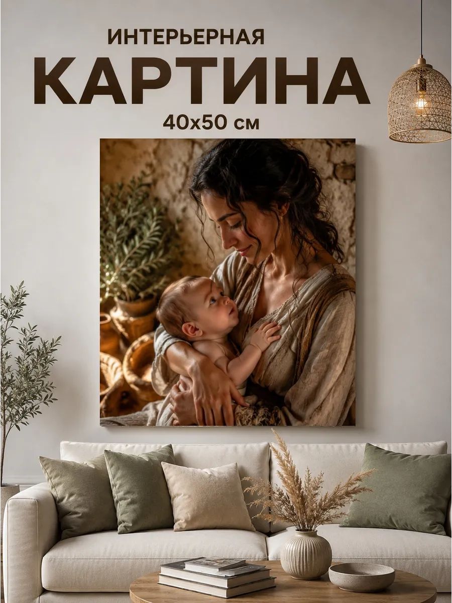 Картина на холсте интерьерная 40x50 Тепло материнства