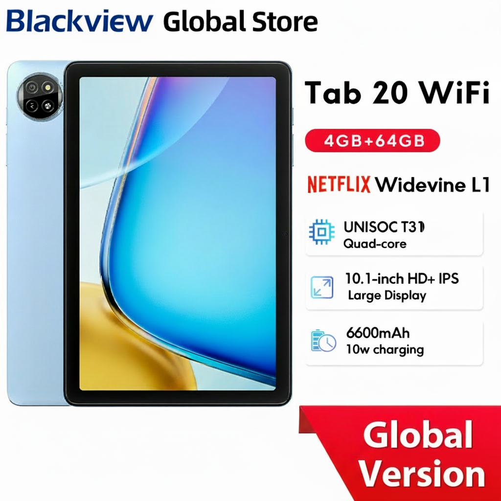 Планшет Blackview, 10.1", 4/64ГБ, Wi-Fi, Android