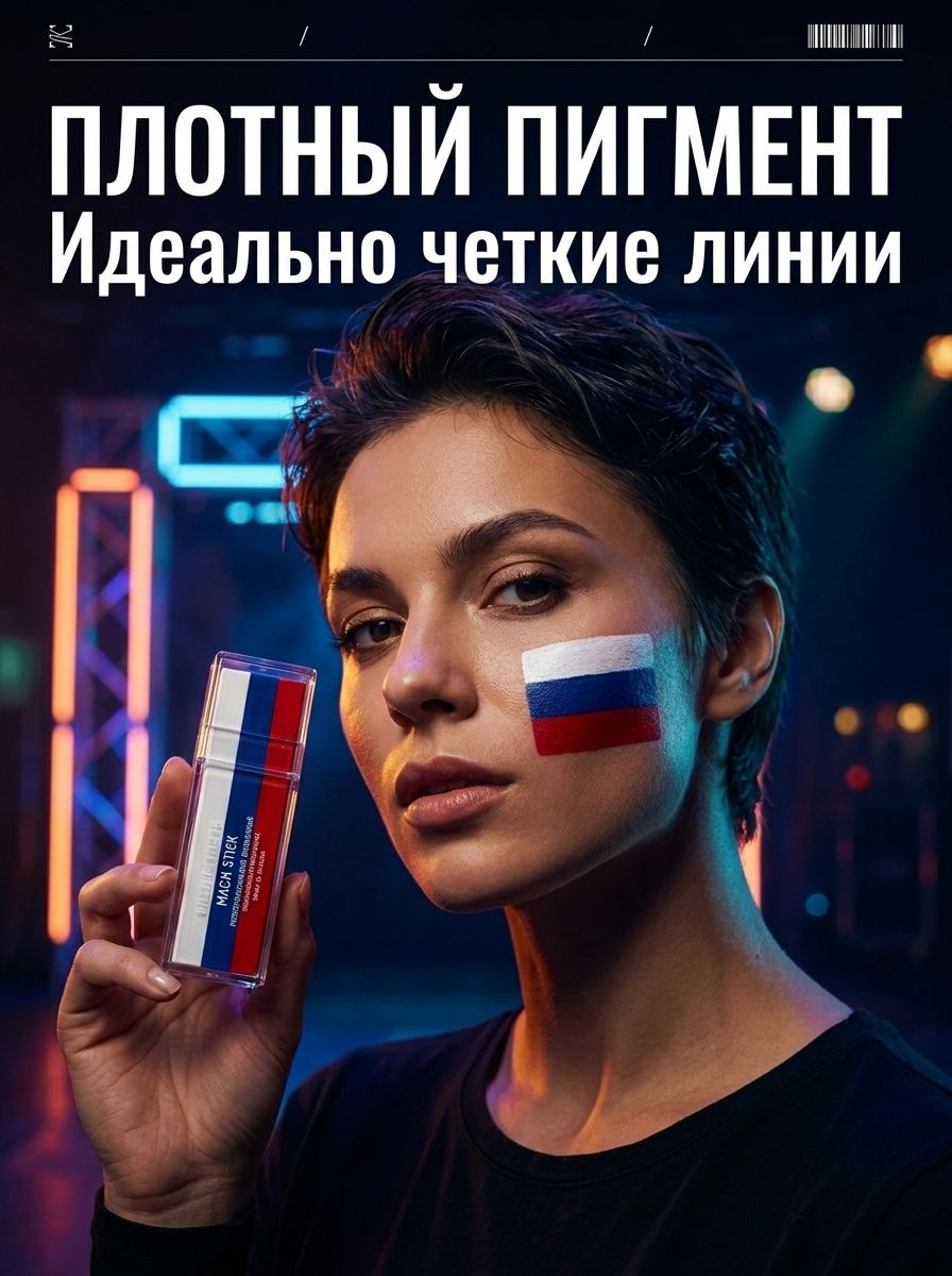 Аквагрим детский мелок триколор для лица флаг России для болельщиков смывается водой