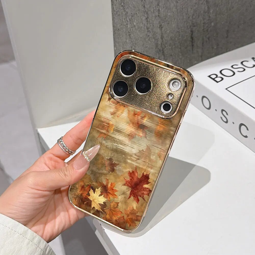 Чехол Horizon Gold Plated Glass Для iPhone 17/16/15/14/13/12/11 Pro Max 16E, Винтажный IPHONE17PRO