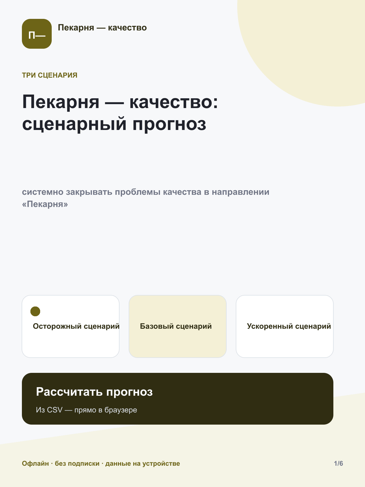 Пекарня — качество: сценарный прогноз