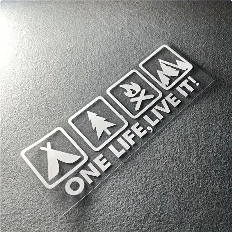 Наклейка на автомобиль Одна жизнь живи её , для любителей кемпинга и активного отдыха на природе, декор для выживания в дикой природе, четыре наклейки на окно, багажник и кузов авто 30x10cm