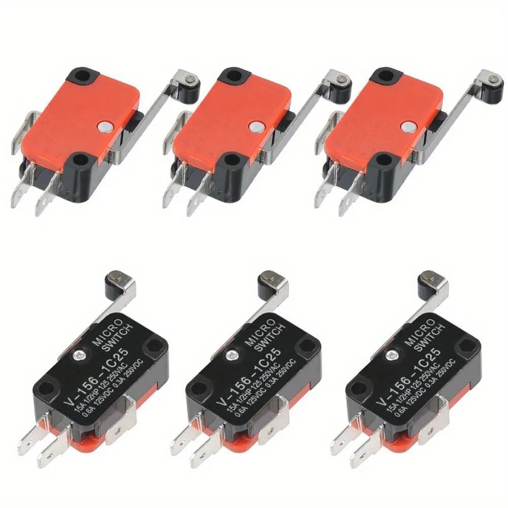6 шт. V-156-1C25 Micro Limit Switch с шарнирным роликом Momentary SPDT Snap Action для Arduino