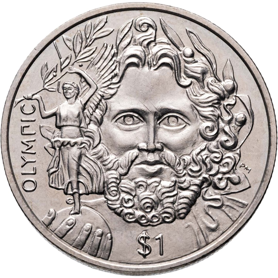 Британские Виргинские острова 1 доллар dollar 2013 "Олимпийские Игры - Зевс", Мельхиор медь-никель, в сохранности BUNC