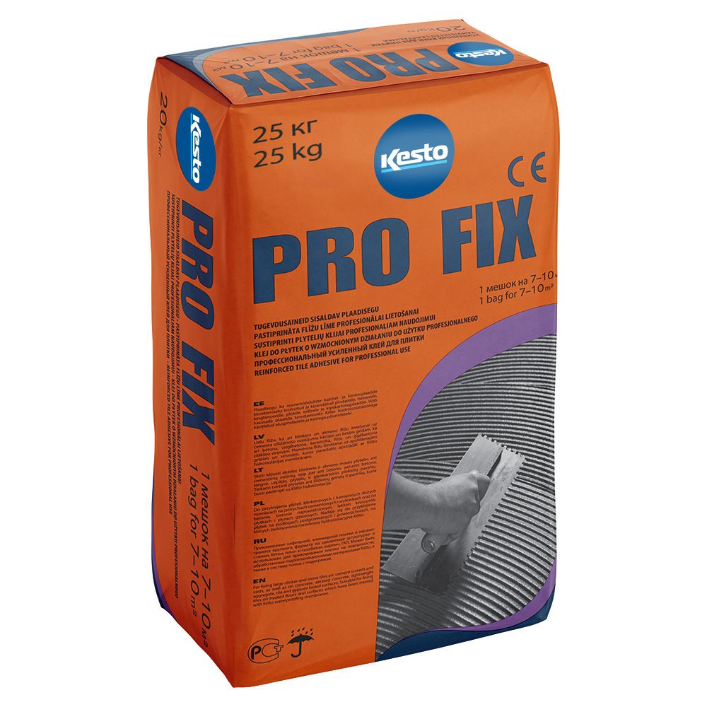 Клей для плитки/ керамогранита/ камня Кесто Pro Fix серый класс C2 TE 25 кг