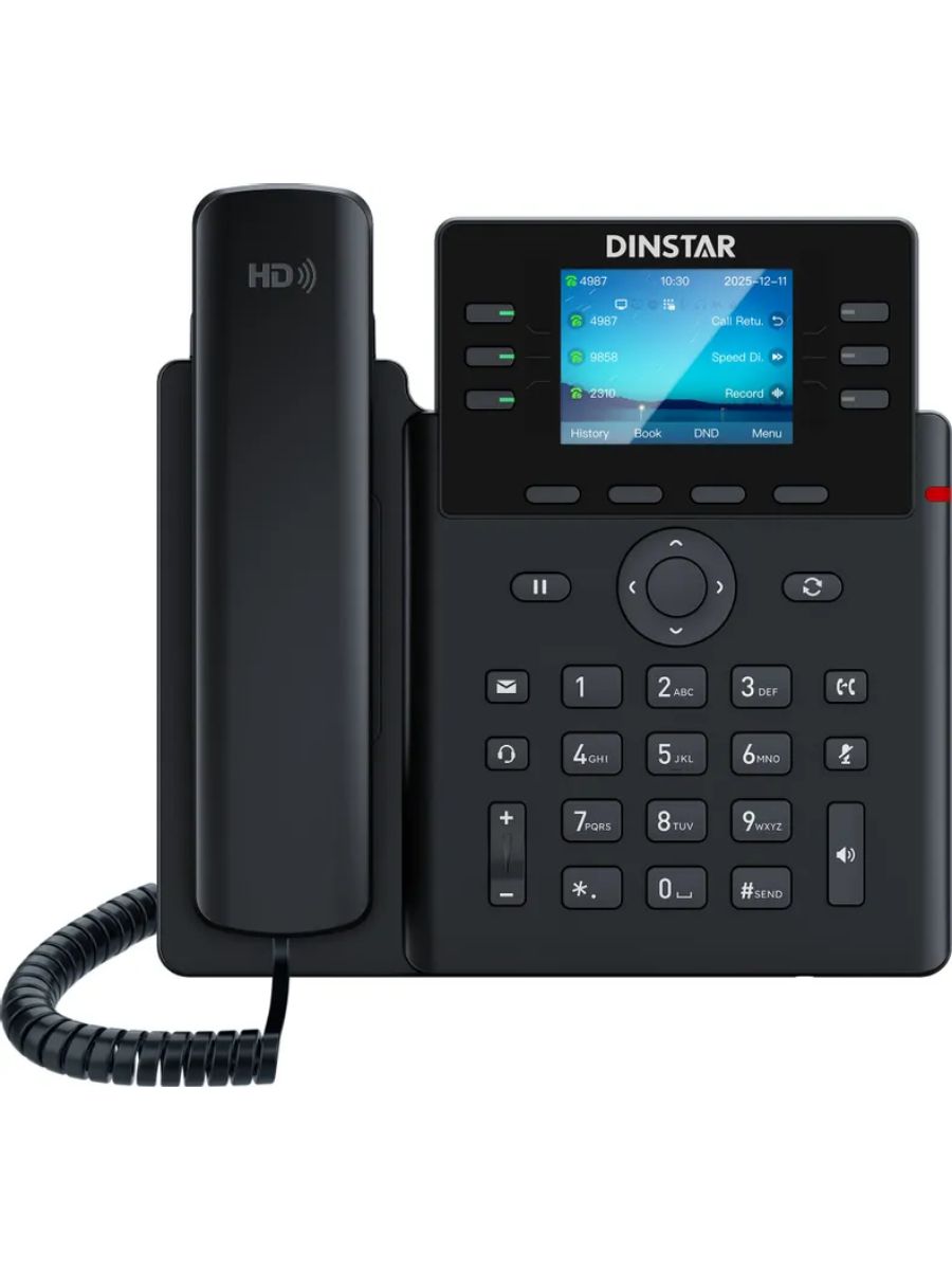 Телефон VoiceIP Dinstar G280P 2.8" LCD, 6 аккаунтов SIP, RTP, SIP over UDP/TCP/TLS, SRTP, RJ-45, RJ-9,10/100/1000BASE-T, PoE, черный