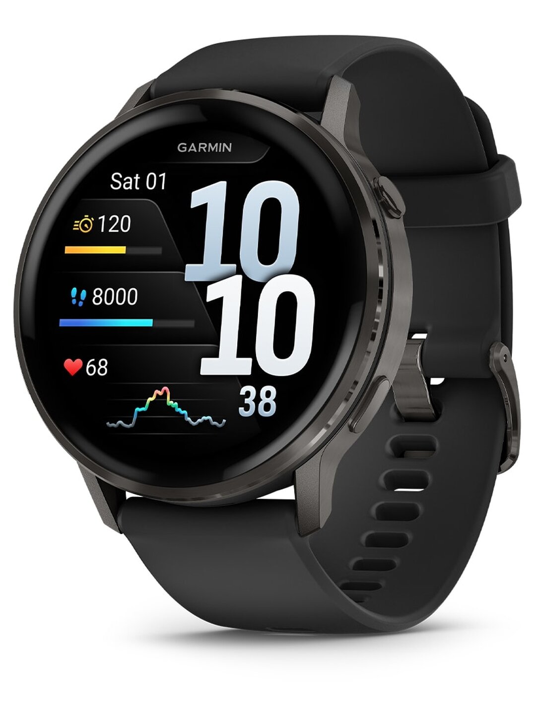 Смарт-часы Garmin Venu 4 - 45 мм, темно-серый с черным ремешком