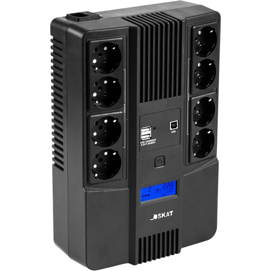 Источник бесперебойного питания SKAT-UPS 800-AID-IN-1x9-8 черный