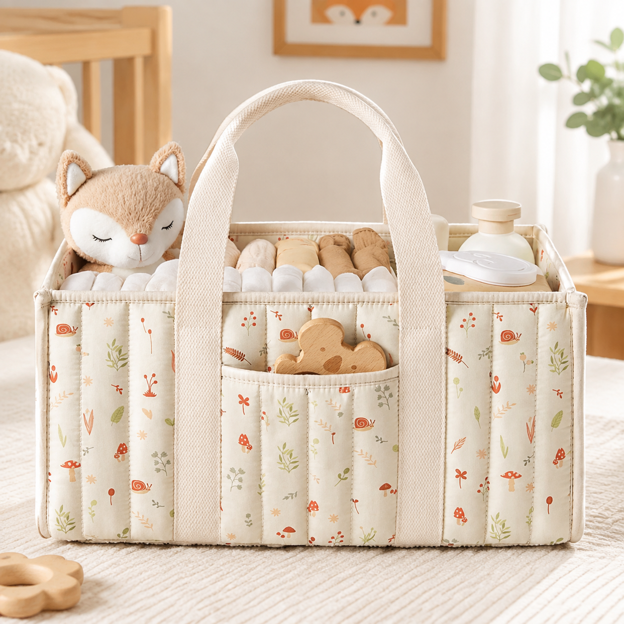 Коробка для подгузников, коробка для хранения подгузников и детских салфеток, автомобильный органайзер, узор леса (Цвет товара: листовой узор)