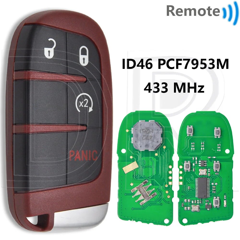 Отличный ID46 PCF7945/53A 433 МГц бесконтактный автомобильный дистанционный ключ для Jeep Grand Cherokee Chrysler Dodge Journey Challenge RAM SRT Hellcat