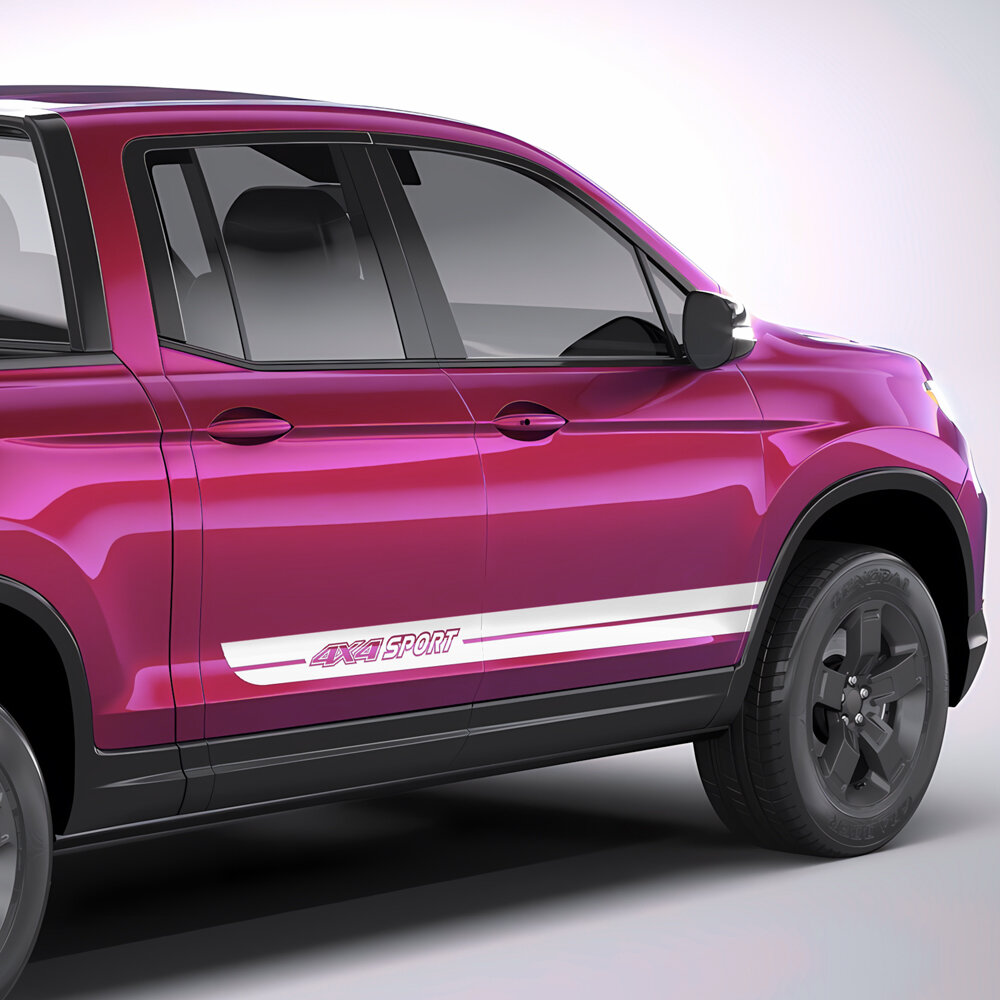 Две спортивные виниловые наклейки‑полосы на боковые пороги для пикапа Honda Ridgeline, стикеры для внешнего тюнинга