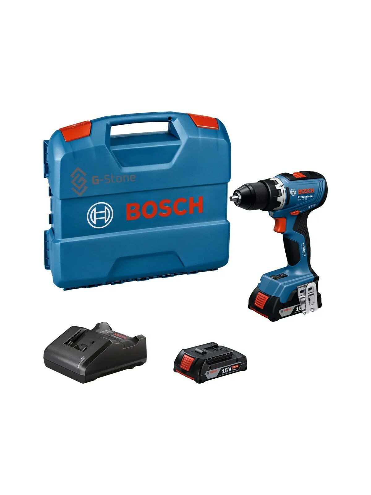 Дрель-шуруповерт Bosch GSR 18V-65,18 В, 65 Нм, 2 АКБ 2.0 Ач, ЗУ, 06019N3000