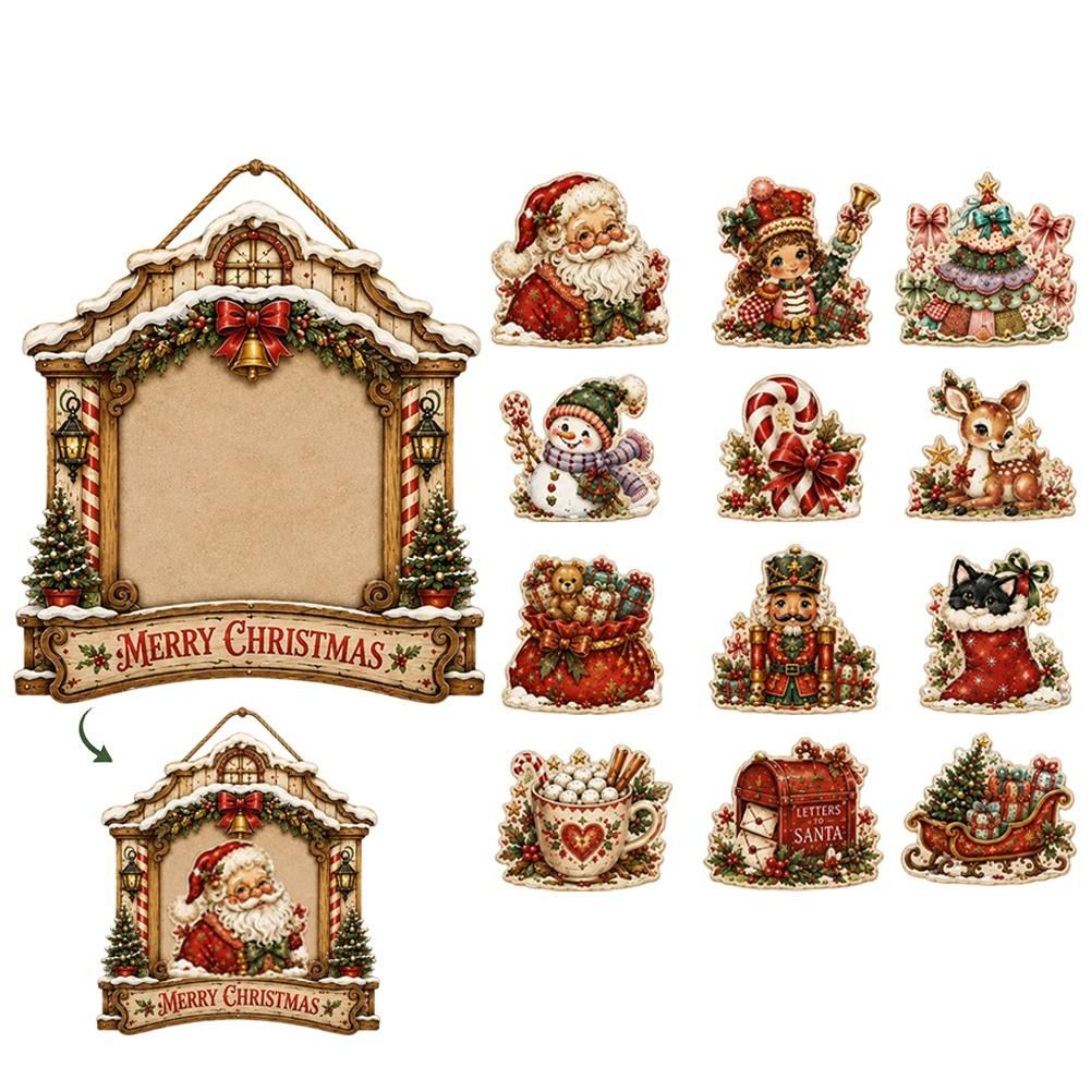 Подвеска зимняя "Домик", 12 фигурок, деревянная, 20 см